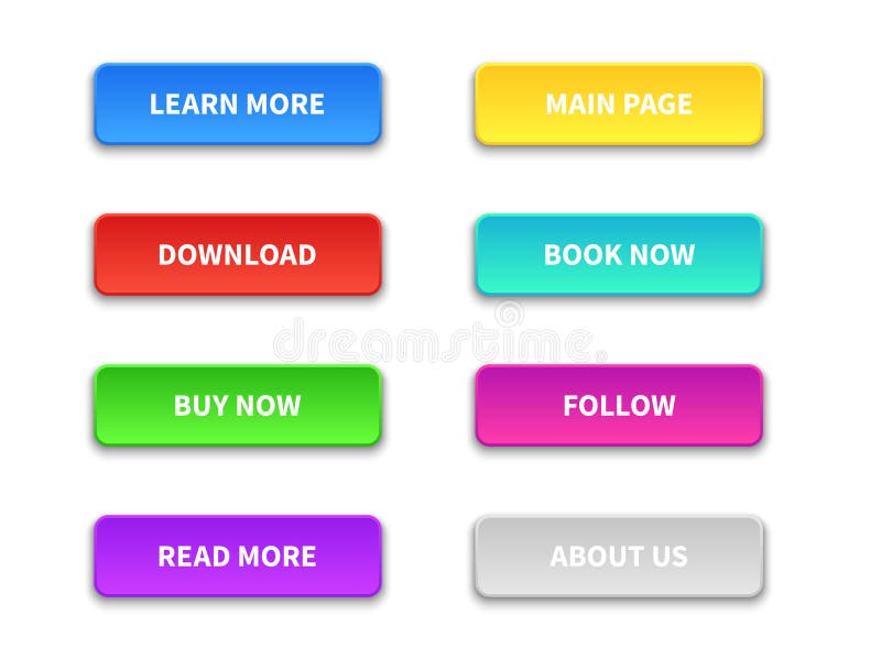 Ui Buttons. Colored Trendy Flat Button. Buy, Now and Learn, More ...