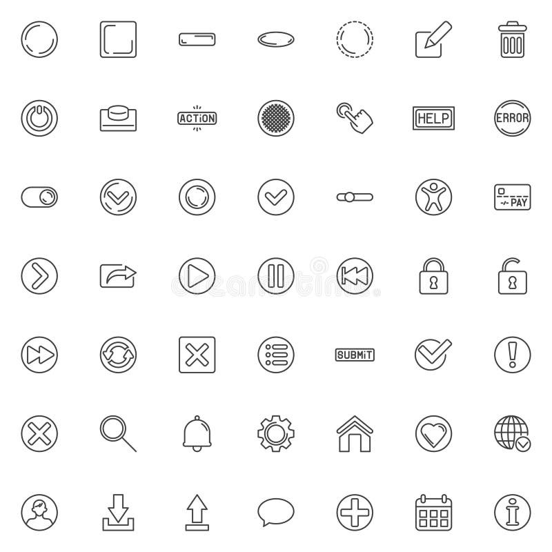 UI buttons line icons set stock vector. Illustration of vector - 303930939
