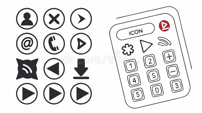 UI Control Vector Icons, Play and Pause Buttons for Media Player and App Designs Vector Design ...
