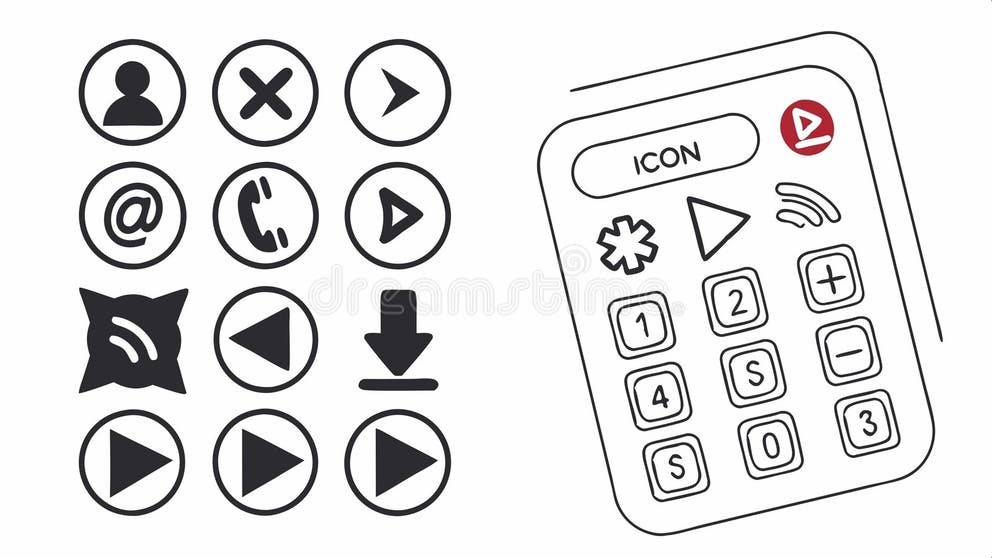 UI Control Vector Icons, Play and Pause Buttons for Media Player and ...