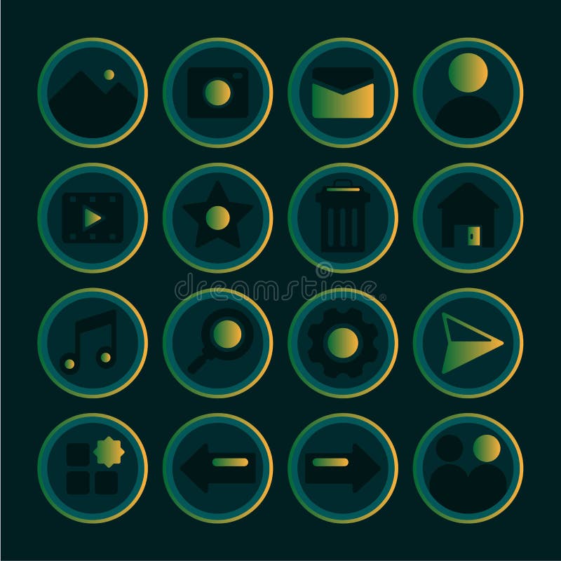 Ui dark green icon set stock vector. Illustration of icon - 220458600