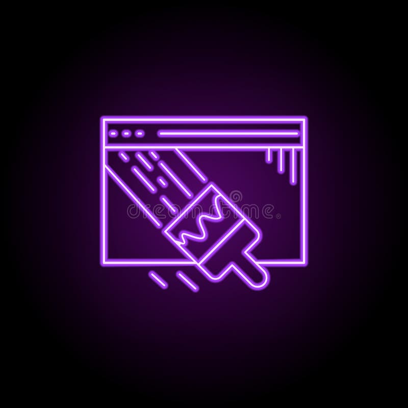 Ui Design Icon. Elements of Web Development in Neon Style Icons Stock ...