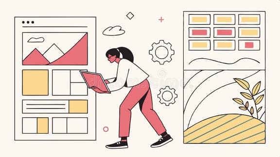 UI Design Process, Interface Development, and Digital Workflow Vector Design Generative AI Stock ...