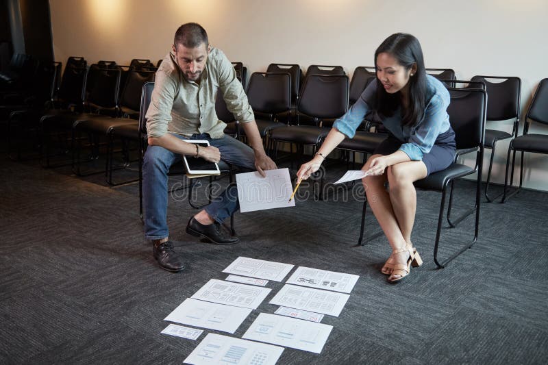 Business People Discussing Documents Stock Image - Image of interface ...