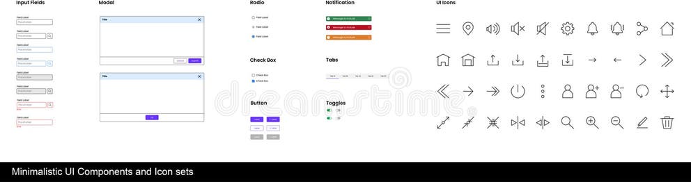 Minimalistic UI Components and Icon Sets Stock Vector - Illustration of ...