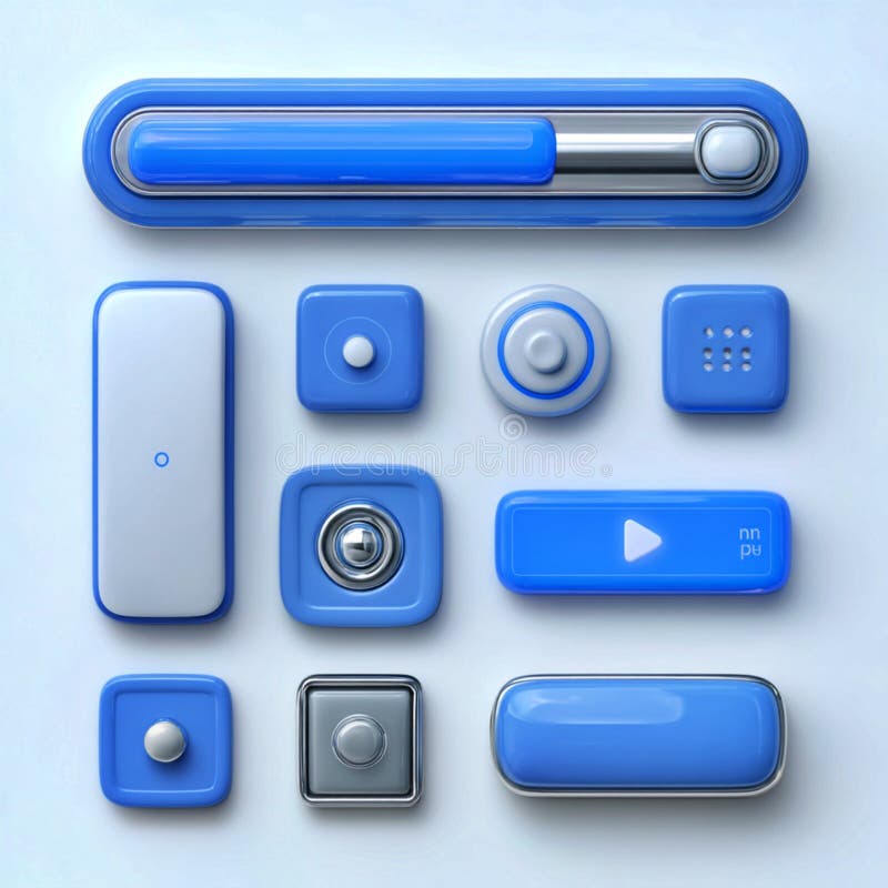 Ui Elements Buttons Control Panel Interface Design Application Stock Illustration - Illustration ...