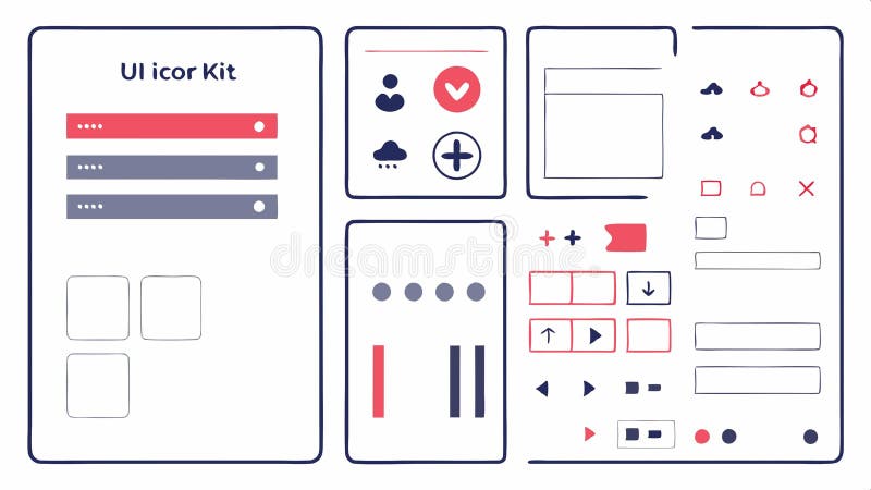 UI Elements and Icons Set, App Interface Design, User Interface Kit Vector Design Generative AI ...