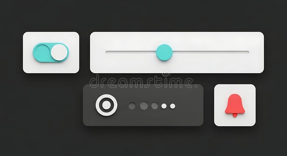 UI Elements: Toggle, Slider, Settings, and Notification Stock ...
