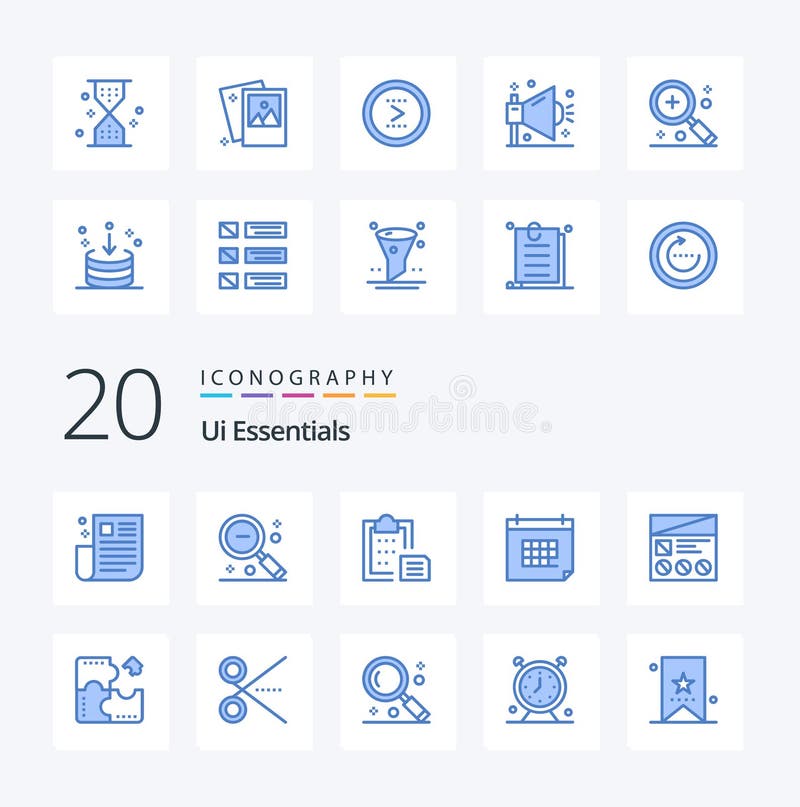 20 Ui Essentials Blue Color Icon Pack Like Date Appointment Search ...