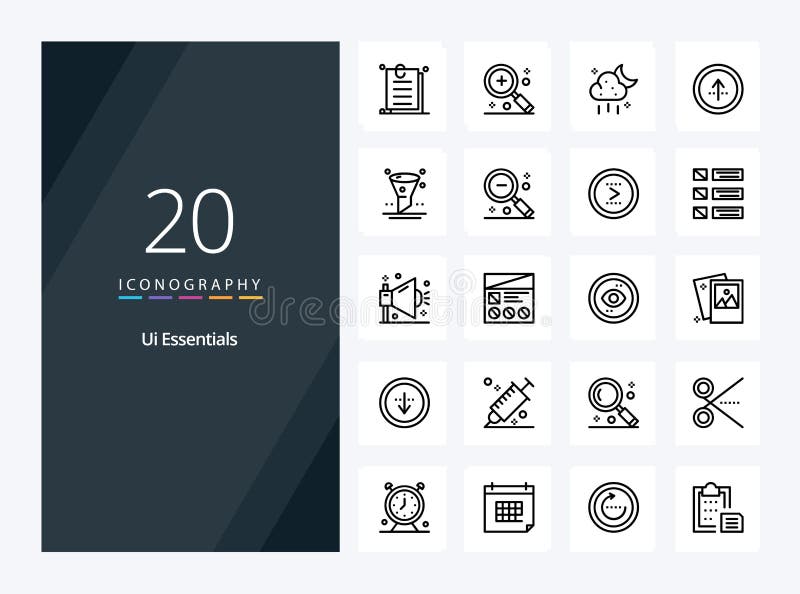 20 Ui Essentials Outline Icon for Presentation Stock Vector ...