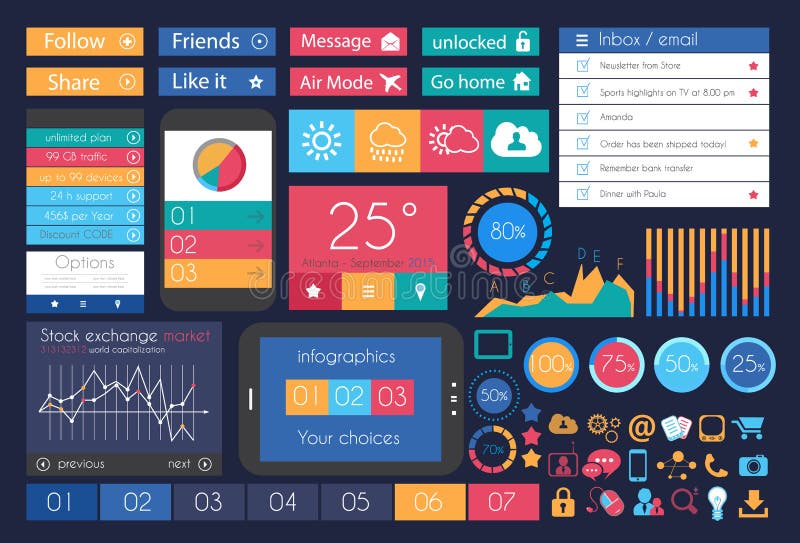 UI Flat Design Elements in a Modern HD Screen Computer: Stock ...
