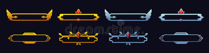 Ui Game Frames, Gold and Silver Borders. Medieval Decoration Elements ...
