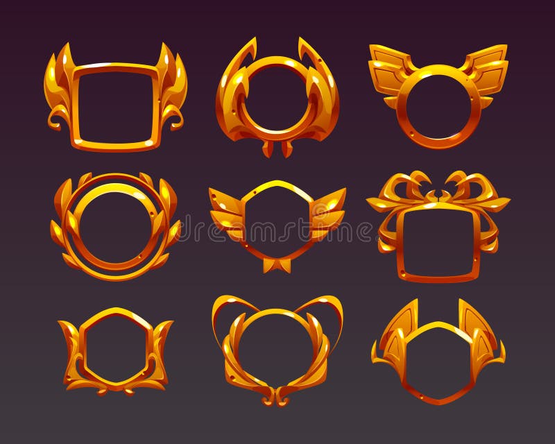 Ui Game Frames, Gold Textured Borders for Rpg Game Stock Illustration ... Ui Game Frames, Gold Textured Borders for Rpg Game Stock Illustration ...