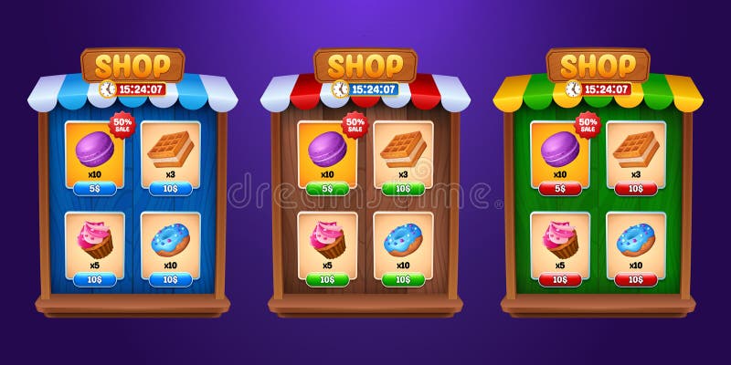 Ui Game Store Frame Interface with Button Cartoon Stock Vector ...