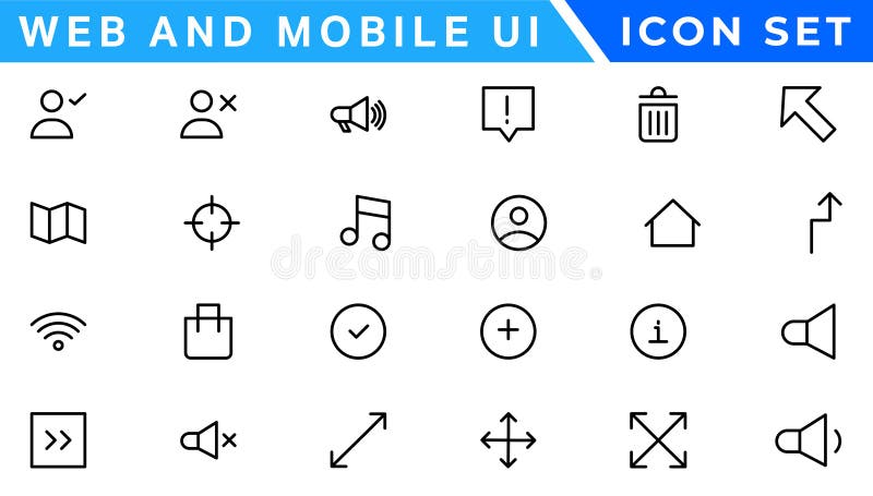 UI Icons Set. Vector. for Mobile, Web, Social Media, Business. User Interface Elements for ...