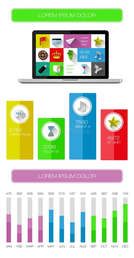 Ui, Infographics and Web Elements Stock Vector - Illustration of ...