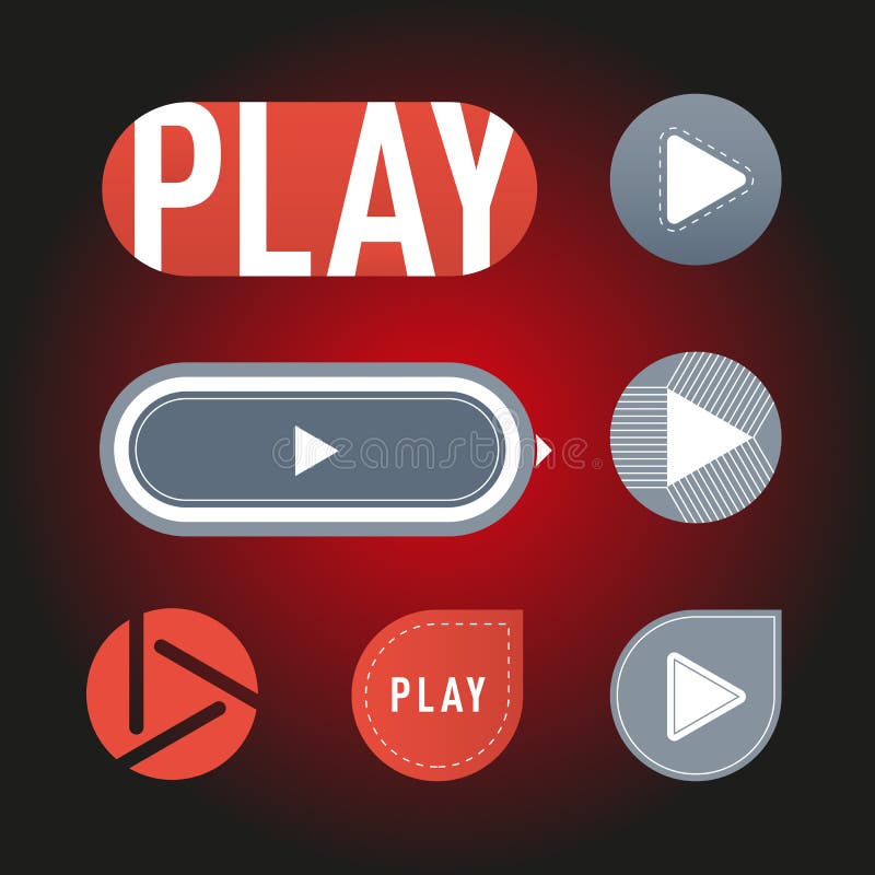 UI Interface Button Play Media Internet Website Online Concept Element ...