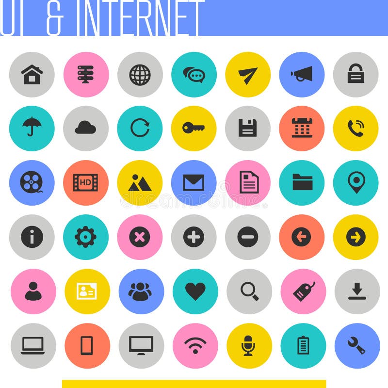 UI and Internet Icon Set, Trendy Flat Icons Stock Vector - Illustration ...