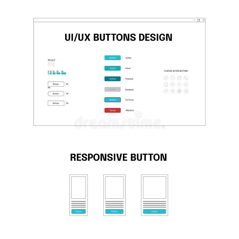 UI Kit with Buttons for Web and App Design Stock Vector - Illustration ...