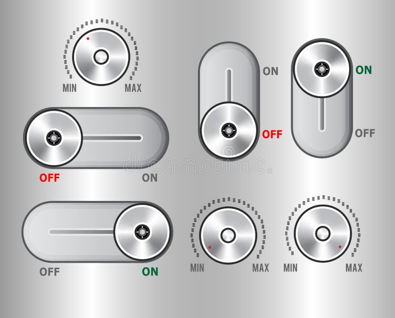 UI Kit Elements, Slider Toggle Set Stock Illustration - Illustration of ...