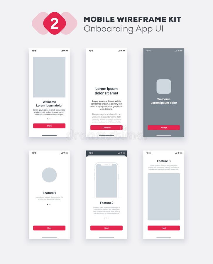 Ui Mobile App Onboarding Ux Gui Design Elements Mobile Application Template Layout Stock