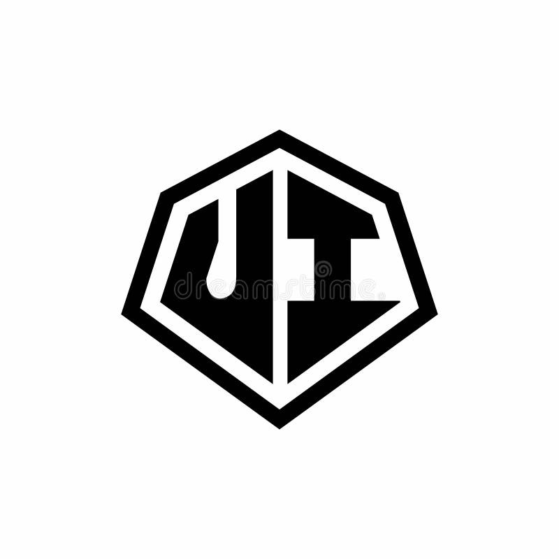 UI Monogram Logo with Hexagon Shape and Line Rounded Style Design ...
