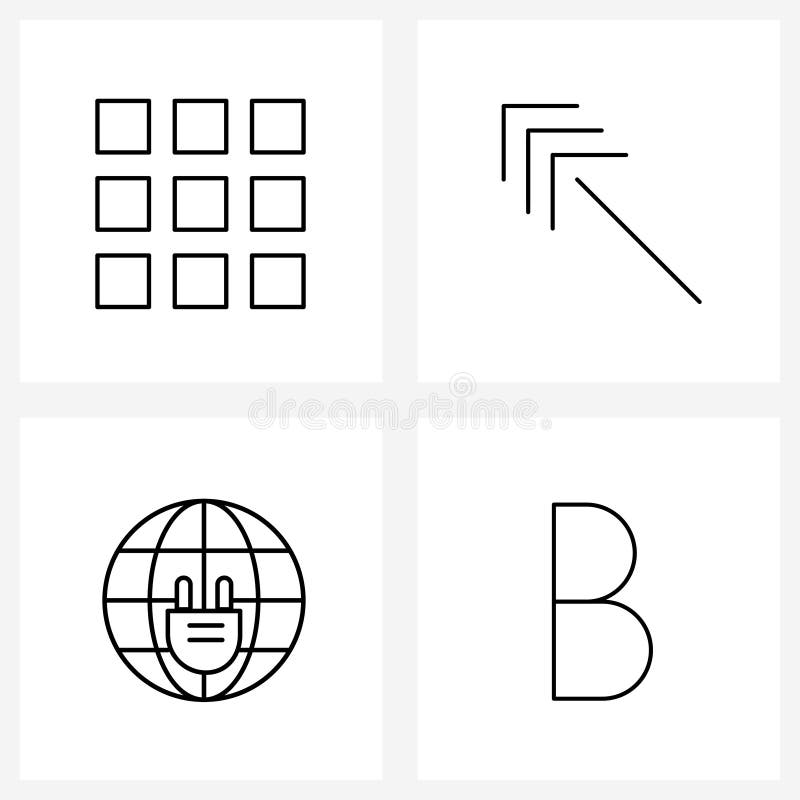 UI Set of 4 Basic Line Icons of Arrow, Connection, Structure, Arrows ...