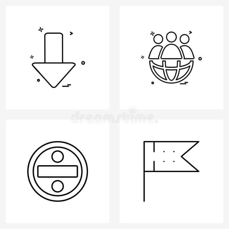 UI Set of 4 Basic Line Icons of Arrow, Divided, Direction, Team ...