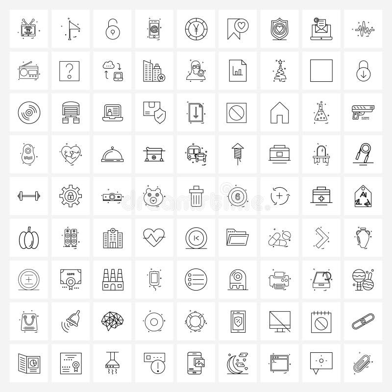 UI Set of 81 Basic Line Icons of Banking, Coin, Lock, Email, Mobile ...