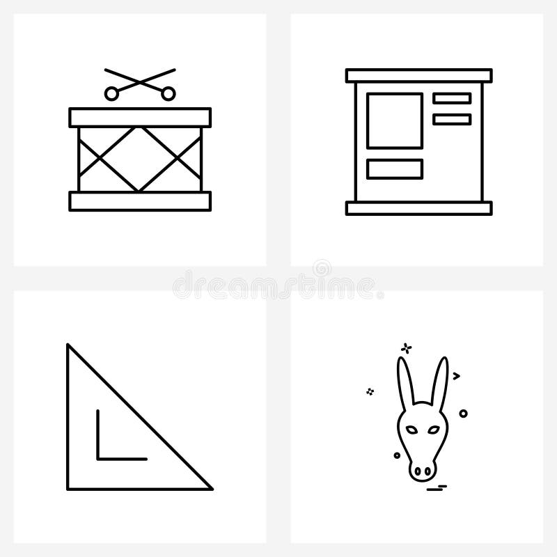 UI Set of 4 Basic Line Icons of Brazil, Triangle, New, Document, Basic ...
