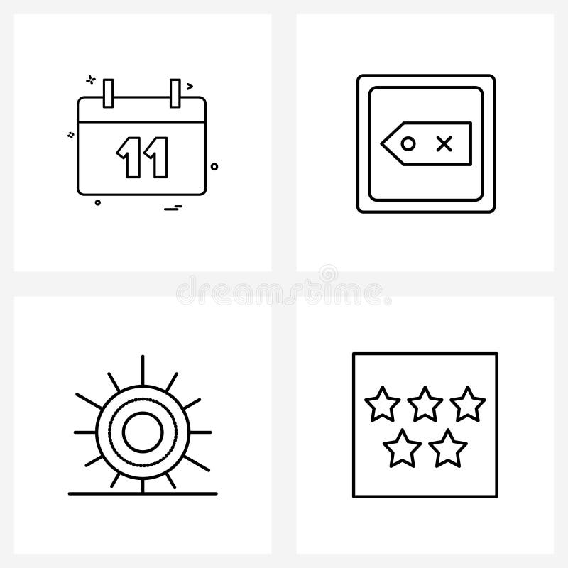 UI Set of 4 Basic Line Icons of Calendar; Space; Month; Keyboard; Hotel ...