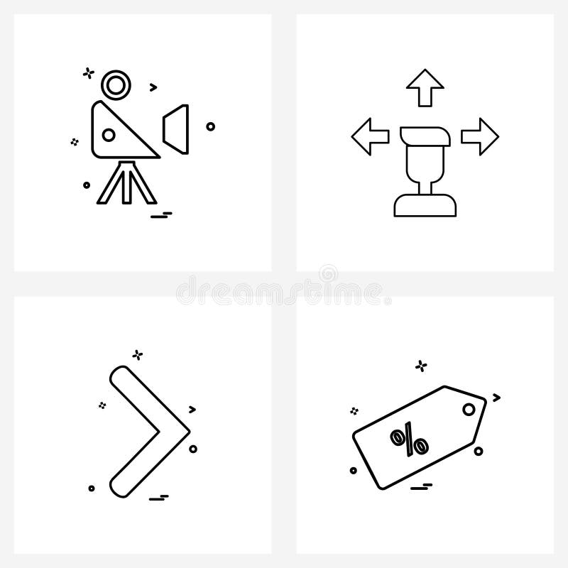 UI Set of 4 Basic Line Icons of Camera; Arrows; Photo; Invest; Right ...