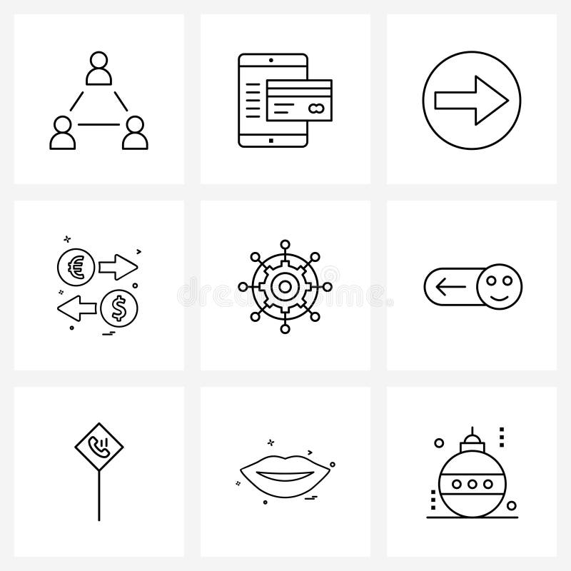 UI Set of 9 Basic Line Icons of Digital, Conversion, Delivery, Business ...