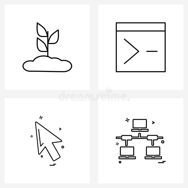 UI Set of 4 Basic Line Icons of Plant; Arrow; Sprout; Web Stock Vector ...