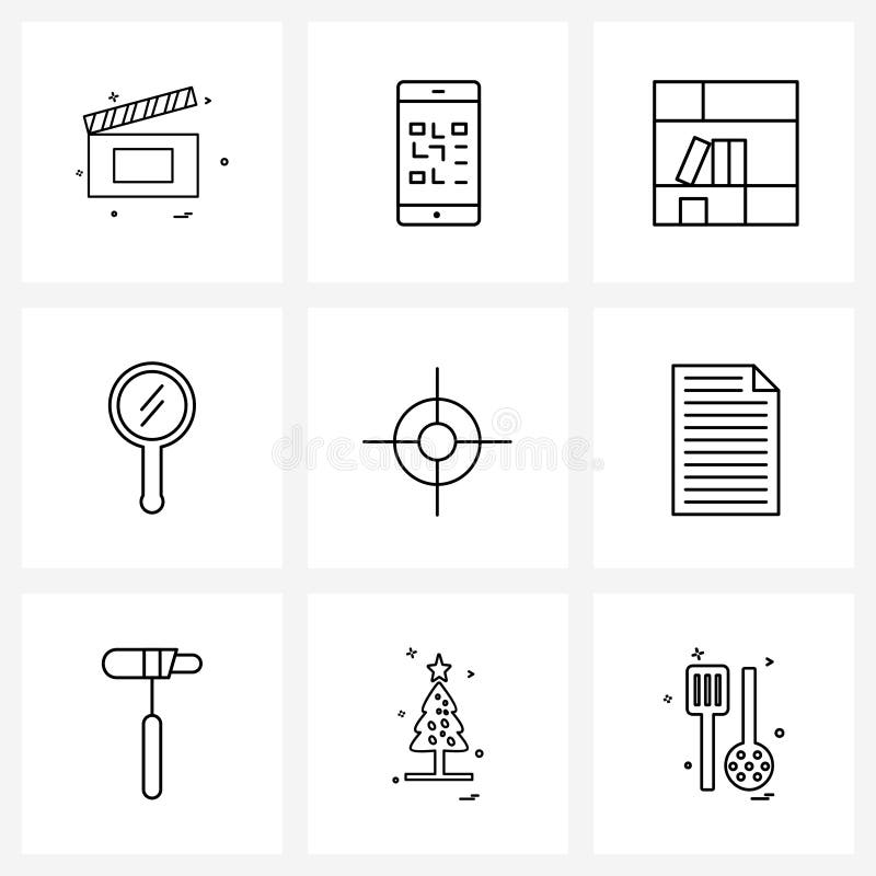 UI Set of 9 Basic Line Icons of Target, Select, Furniture, Mirror, Face ...