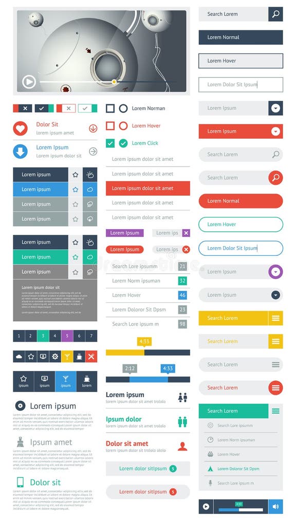 UI is a Set Components Featuring the Flat Design Stock Vector ...