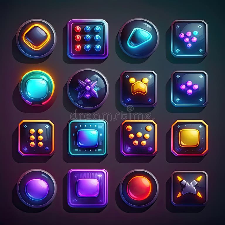 Ui Square Game Button Ai Generated Stock Illustration - Illustration of ...