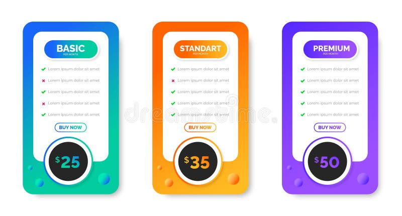 UI UX App Pricing Chart Table Subscription Design or Website Pricing Chart Table Design Template ...