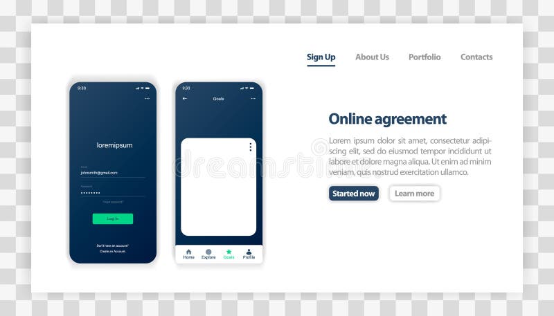 UI and UX Application Interface Design with Phone Frame Stock Vector ...