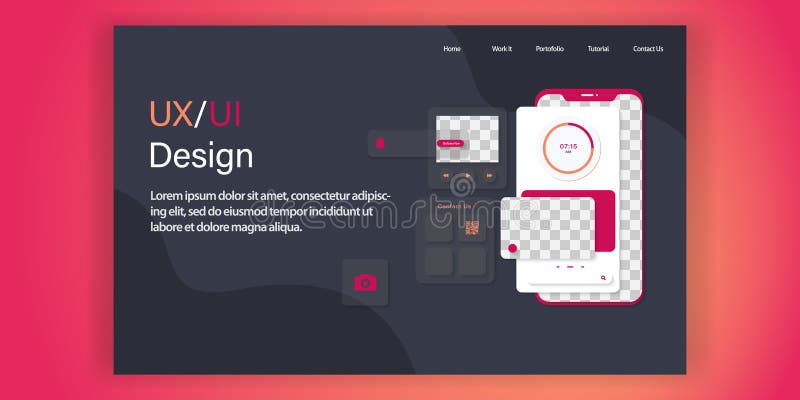 UI and UX Application Interface Design with Phone Frame Stock Vector ...