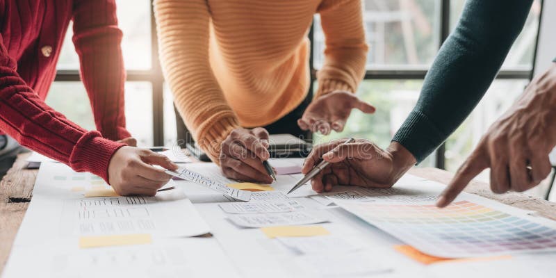 UI UX Creative Designer Team Designing Wireframe Layout for Responsive ...