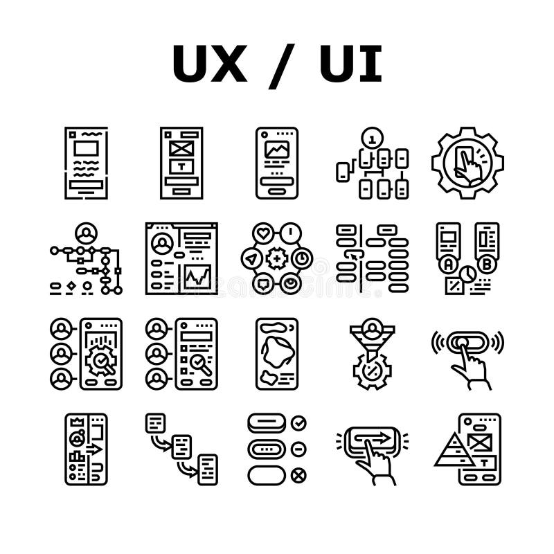 Ui Ux Design Agency User Develop Icons Set Vector Stock Illustration ... Ui Ux Design Agency User Develop Icons Set Vector Stock Illustration ...