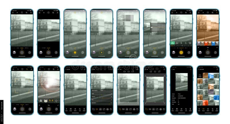 UI UX Design Camera App for Mobile. Stock Vector - Illustration of ...