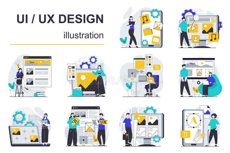 UI UX Design Concept with Character Situations Mega Set. Vector ... UI UX Design Concept with Character Situations Mega Set. Vector ...