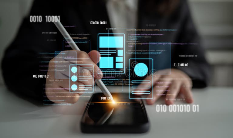 UI UX Design Mockup with Programming and Code Interface Latch Stock ...