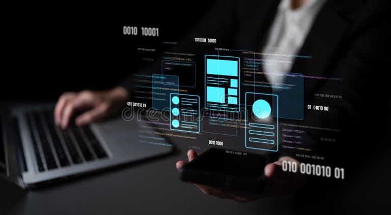 UI UX Design Mockup with Programming and Code Interface Latch Stock Photo - Image of screen ...
