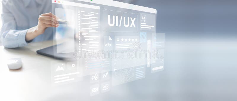 UI UX Design and User Interface Development Displayed on a Virtual ...