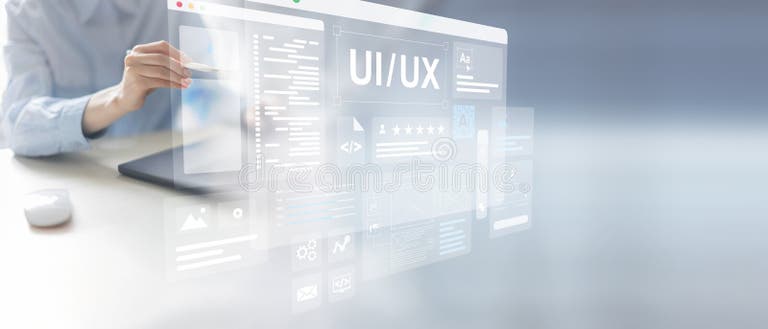 UI UX Design and User Interface Development Displayed on a Virtual ...