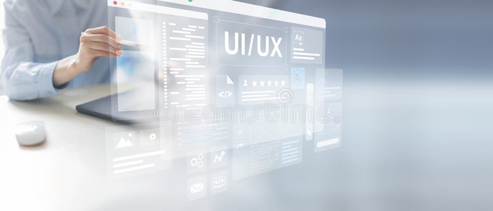 UI UX Design and User Interface Development Displayed on a Virtual ...