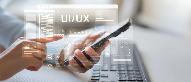 UI UX Design and User Interface Development Displayed on a Virtual ...